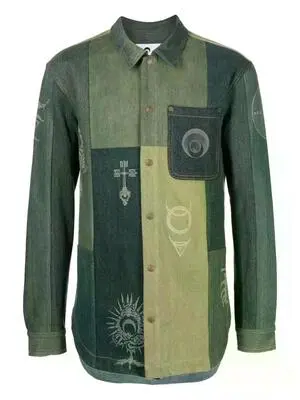 MARINE SERRE Patchwork Shirt - Green
