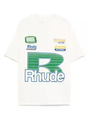 Rhude Graphic-print Logo-detail T-shirt - Neutrals
