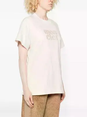 Moncler Logo-embroidered T-shirt - Neutrals