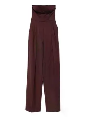Elisabetta Franchi Strapless Pleated Jumpsuit - Red