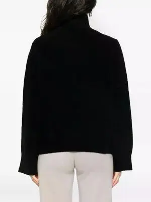 ALLUDE High-neck Wool-blend Sweater - Black