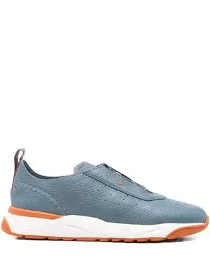 Santoni Perforated Leather Sneakers - Blue