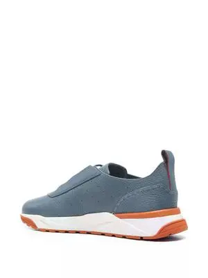 Santoni Perforated Leather Sneakers - Blue