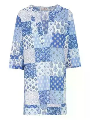 MC2 SAINT BARTH Patchwork Mini Dress - Blue