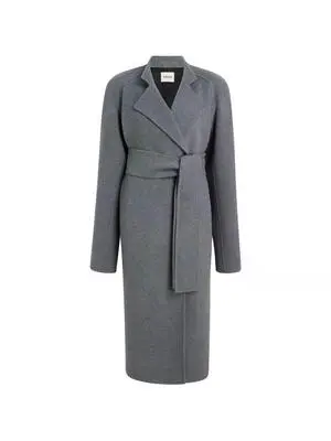 Khaite Belted Single-breasted Wool Coat - Grey