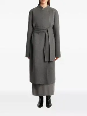 Khaite Belted Single-breasted Wool Coat - Grey