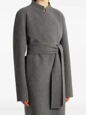 Khaite Belted Single-breasted Wool Coat - Grey