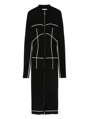 Patrizia Pepe Zip-front Contrast-knit Dress - Black