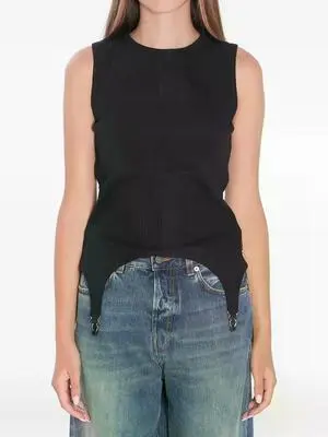 JEAN PAUL GAULTIER Ribbed Hook-detail Top - Black