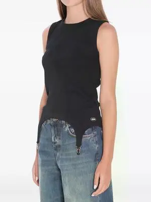 JEAN PAUL GAULTIER Ribbed Hook-detail Top - Black