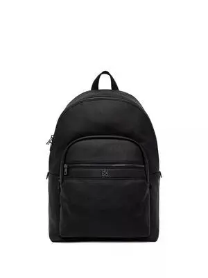 Hugo Leather-effect Backpack With Logo Plaque - Black