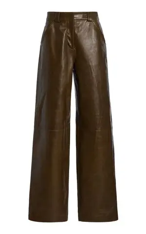 Cult Gaia Dalton Leather Wide Leg Pants