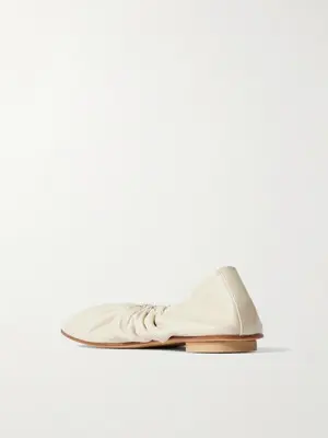 Le Monde Beryl Mica Gathered Leather Ballet Flats - Ecru
