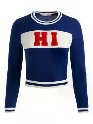 Alice + Olivia Carolann Appliqué-lettering Sweater - Blue