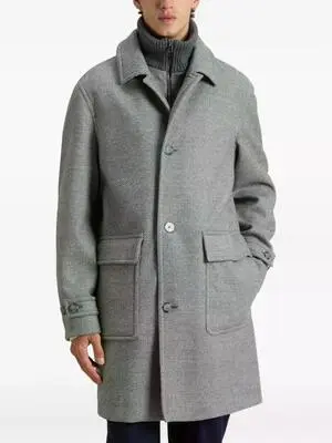 Woolrich Herringbone Pocketed Single-breasted Coat