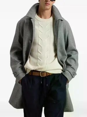 Woolrich Herringbone Pocketed Single-breasted Coat