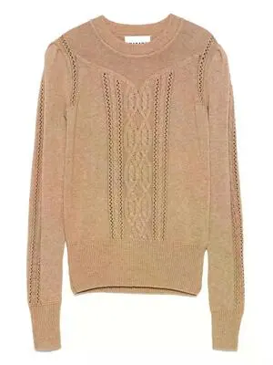 MARANT ETOILE Cable Knit Puff Sleeve Sweater
