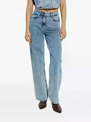 IRO PARIS Embroidered Cotton Straight Leg Jeans