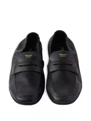 Prada Leather Loafers With Screen-printed Logo