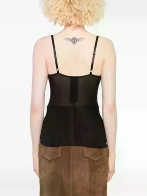 Saint Laurent Lace-trim Ribbed Top