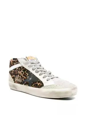GOLDEN GOOSE Mid Star Leopard-print Sneakers - Grey