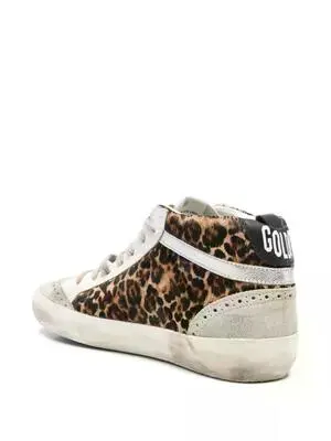 GOLDEN GOOSE Mid Star Leopard-print Sneakers - Grey