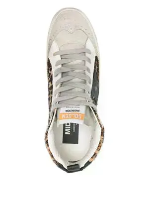 GOLDEN GOOSE Mid Star Leopard-print Sneakers - Grey