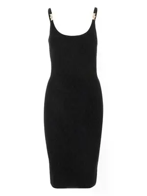 Versace Embellished-strap Midi Dress - Black