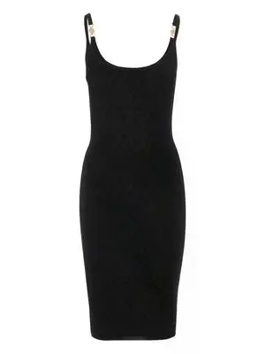 Versace Embellished-strap Midi Dress - Black