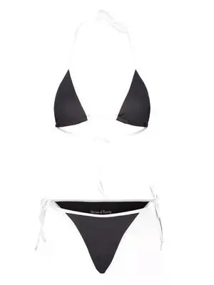 HOUSE OF SUNNY Contrast-trim Triangle Bikini Set - Black