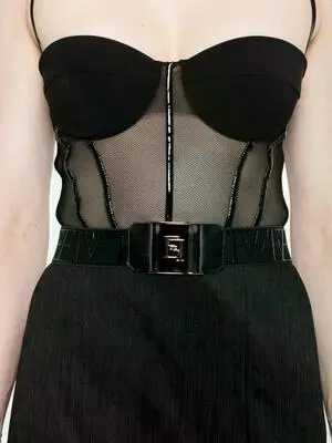 Elisabetta Franchi Tulle Mesh-panel Fringed Dress
