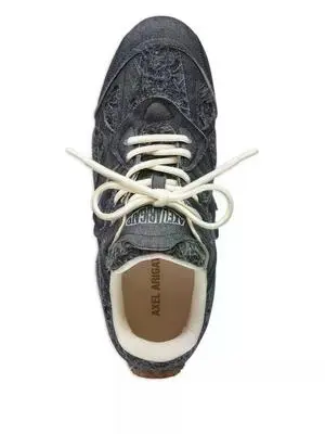 Axel Arigato Slow Runner Frayed-denim Sneakers - Black
