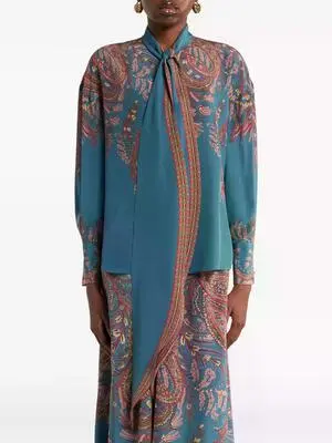 Etro Paisley-print Tie-neck Blouse - Blue