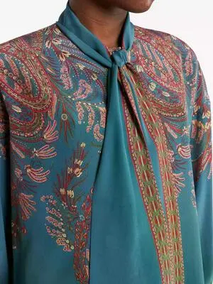 Etro Paisley-print Tie-neck Blouse - Blue
