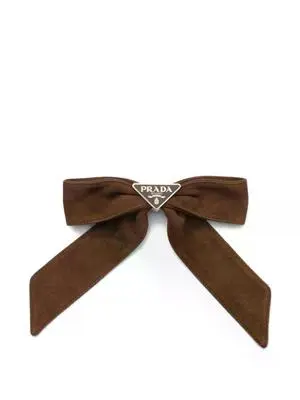 Prada Suede Bow Hair Clip - Brown