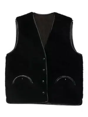 BLAZÉ MILANO Leather-trim Buttoned Gilet