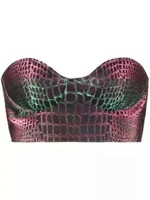 Balmain Embossed-crocodile Crop Top
