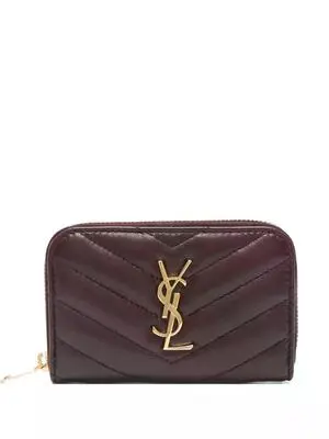 Saint Laurent Quilted Logo-plaque Wallet - Red