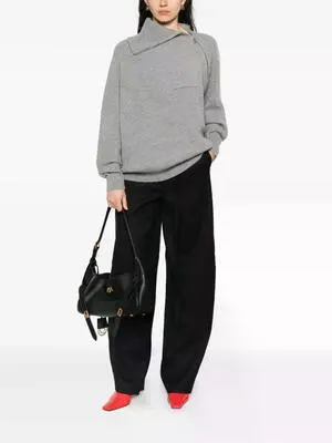 Sportmax Asymmetrical-neck Zip-front Sweater - Grey
