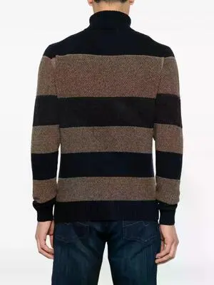BARBA NAPOLI Turtleneck Striped Wool Sweater - Blue