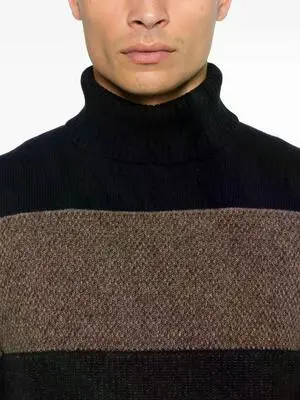 BARBA NAPOLI Turtleneck Striped Wool Sweater - Blue