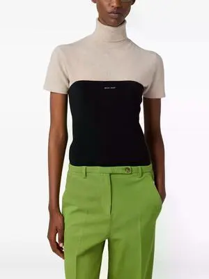 Miu Miu Sleeveless Intarsia Logo Cotton Top