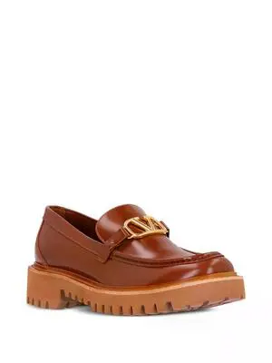 Valentino Garavani Vlogo Leather Loafers - Brown