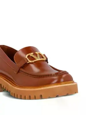 Valentino Garavani Vlogo Leather Loafers - Brown