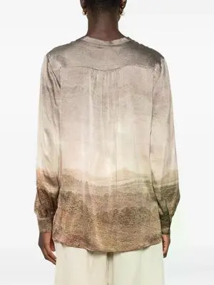 PIERRE-LOUIS MASCIA Landscape Print Silk Top