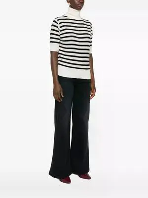 ALLUDE Striped Turtleneck Sweater