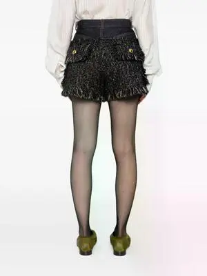 Sacai Fringed Tweed Denim Shorts
