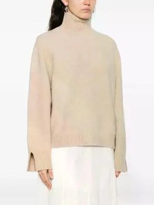 ALLUDE High-neck Sweater With Split Cuffs