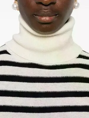 ALLUDE Striped Turtleneck Sweater
