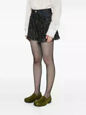 Sacai Fringed Tweed Denim Shorts